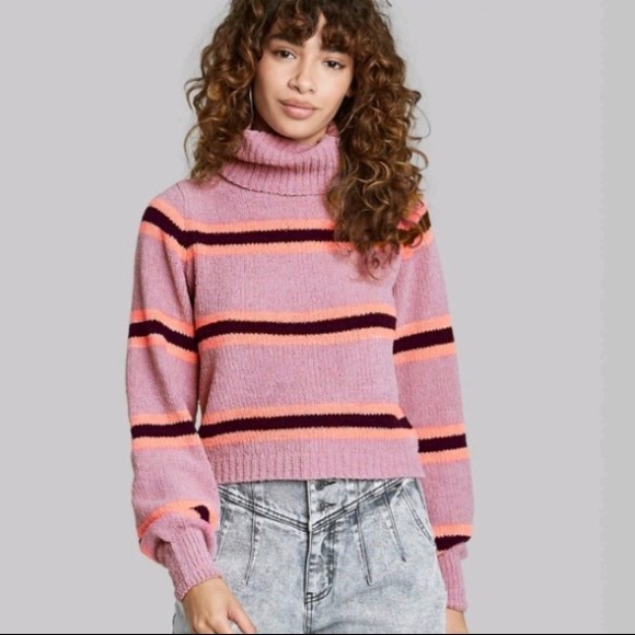 wild fable | Sweaters | Lavender Pink And Maroon Turtleneck Sweater ...
